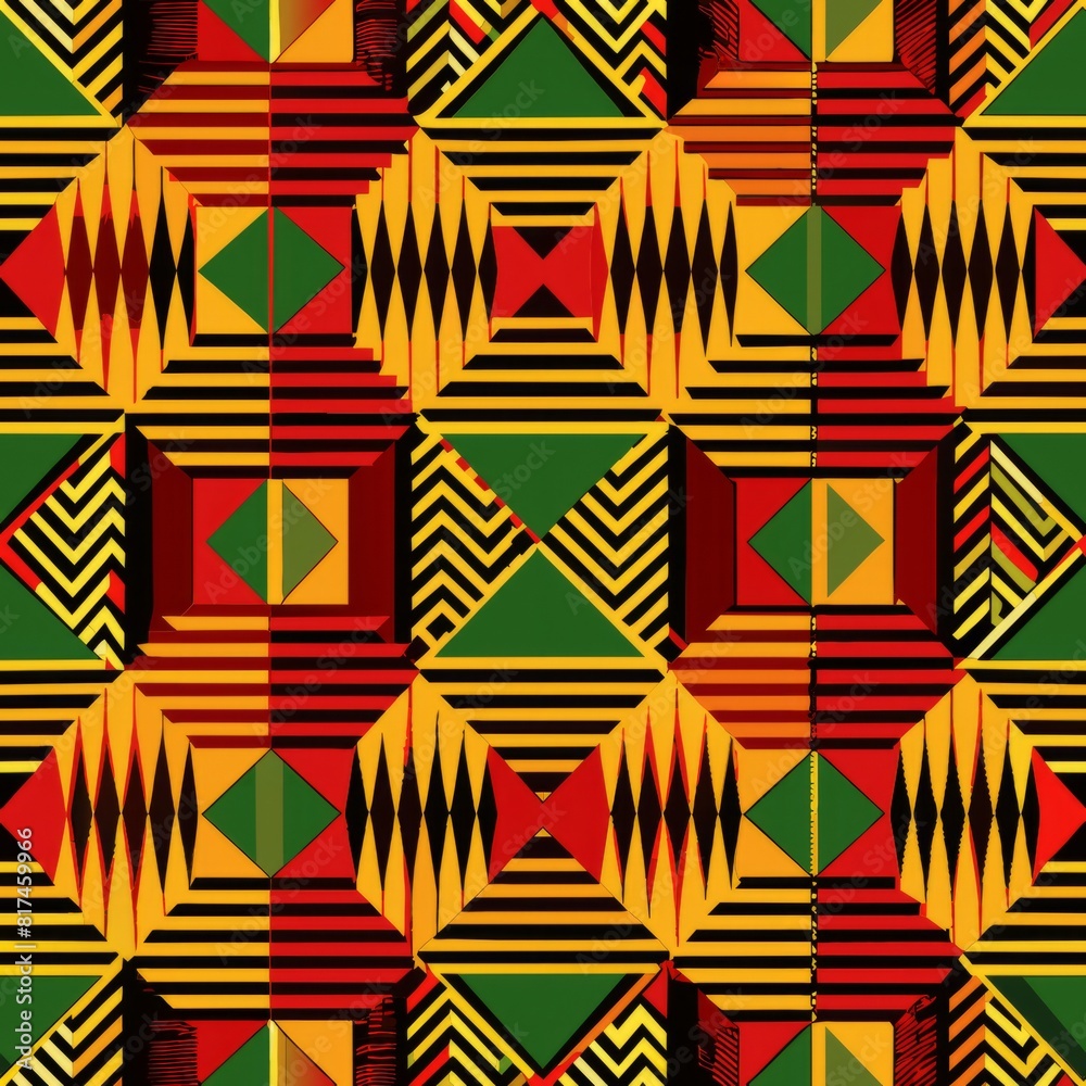 Seamless pattern of African Kente cloth designs with bold stripes and ...
