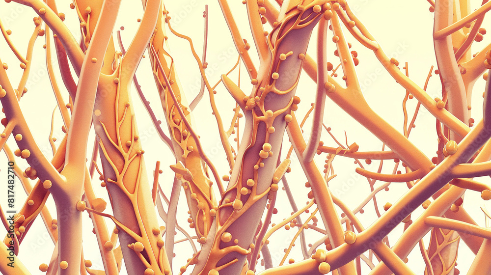 A detailed illustration of a plant's stems and branches, illustrating ...