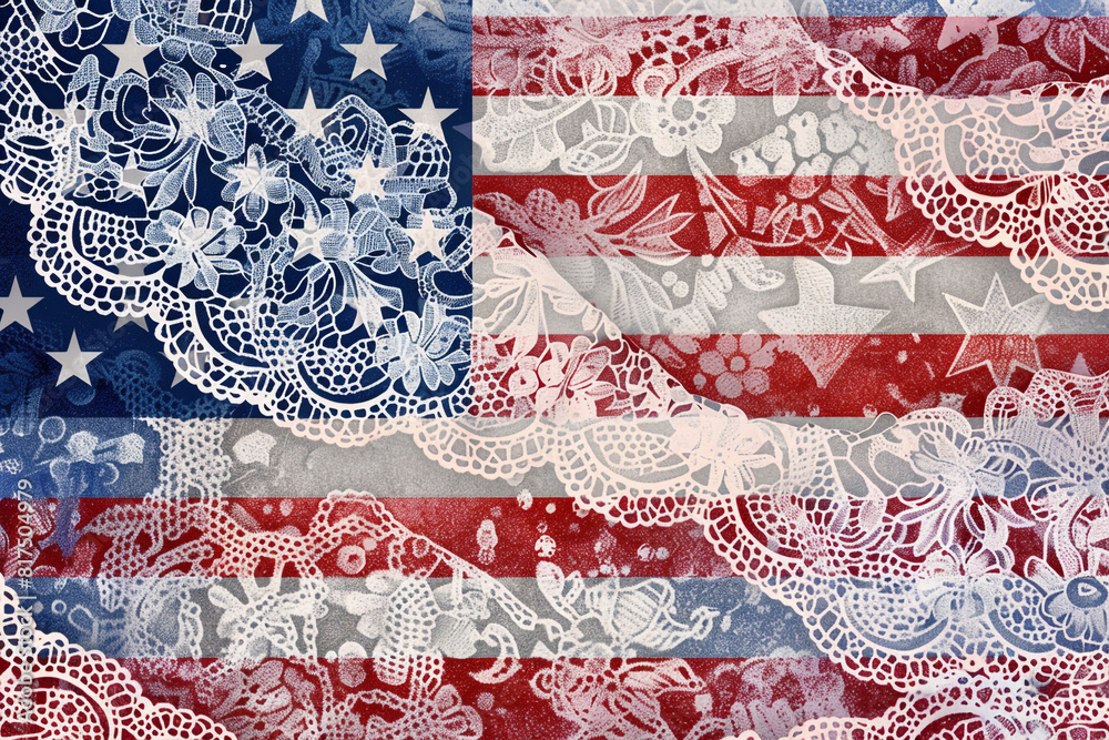 Elegant lace pattern in USA flag colors for a refined Memorial Day ...