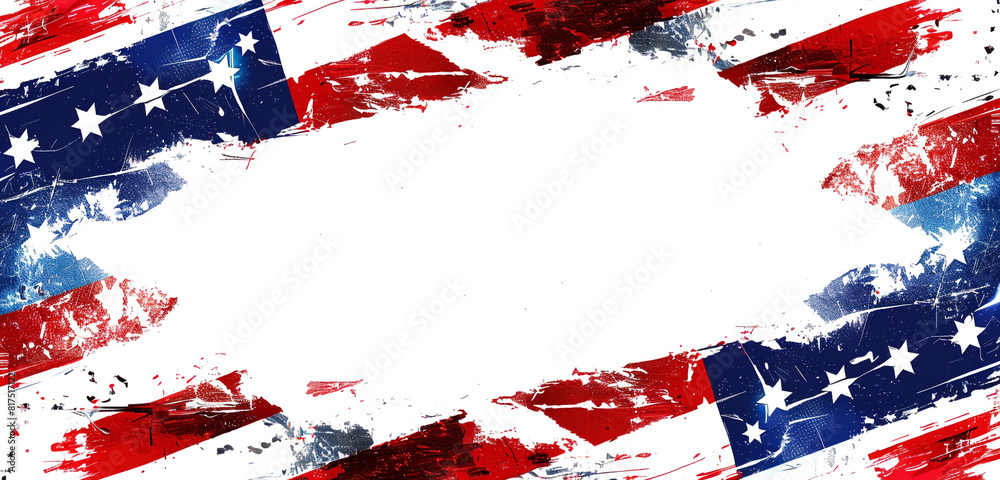 Patriotic glitch effect in American flag colors for an ultrawide header ...