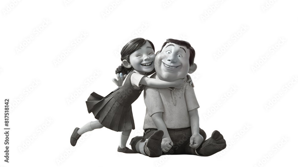 Happy father's day cartoon .Father playing with his little child ...