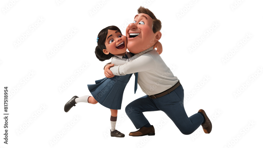 Happy father's day cartoon .Father playing with his little child ...