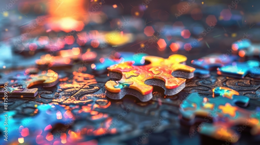 ภาพประกอบสต็อก Puzzle as a symbol of the autism spectrum Family Support ...