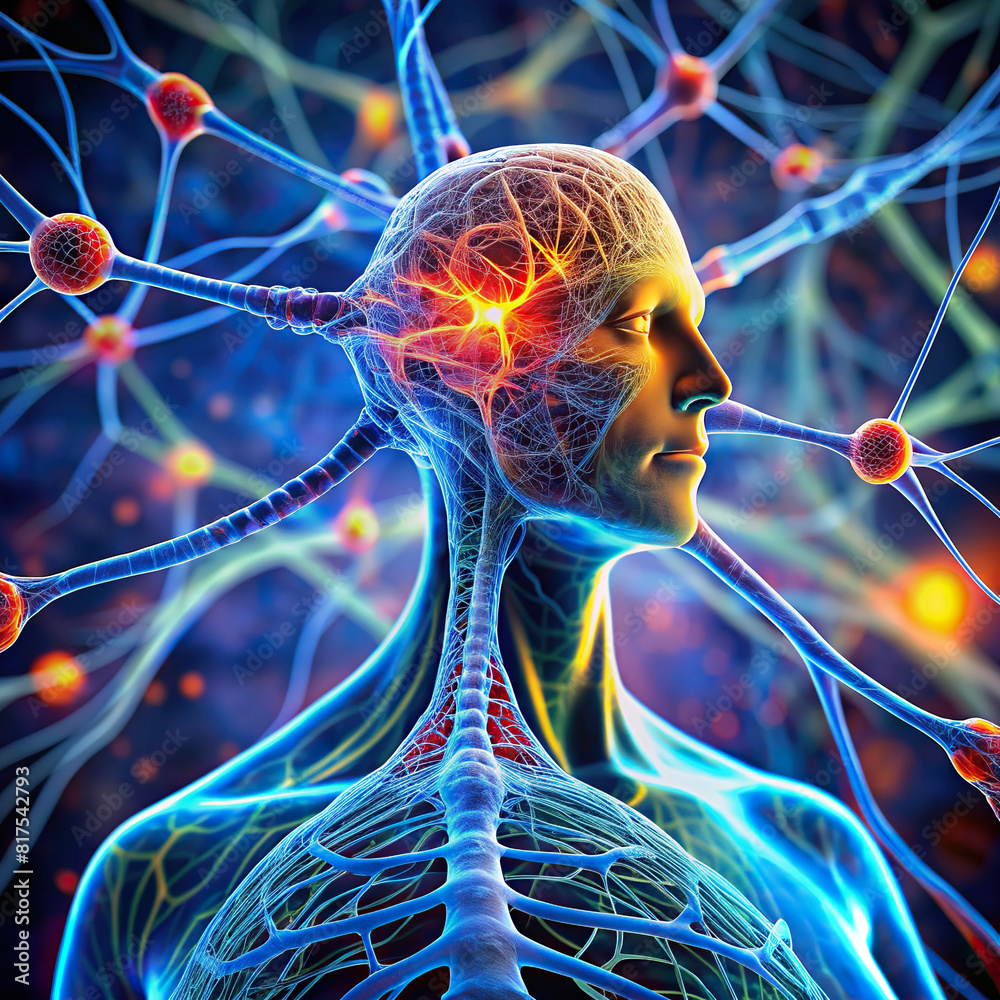 Macro shot of human nervous system showing brain, spinal cord, and ...