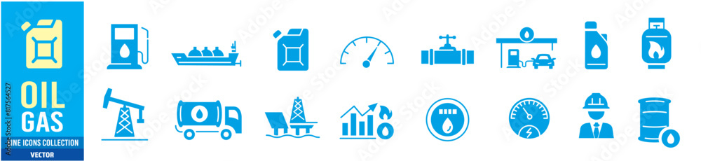 Oil, Gas icon set. gas, industry, oil well, fuel, canister, tanker ...