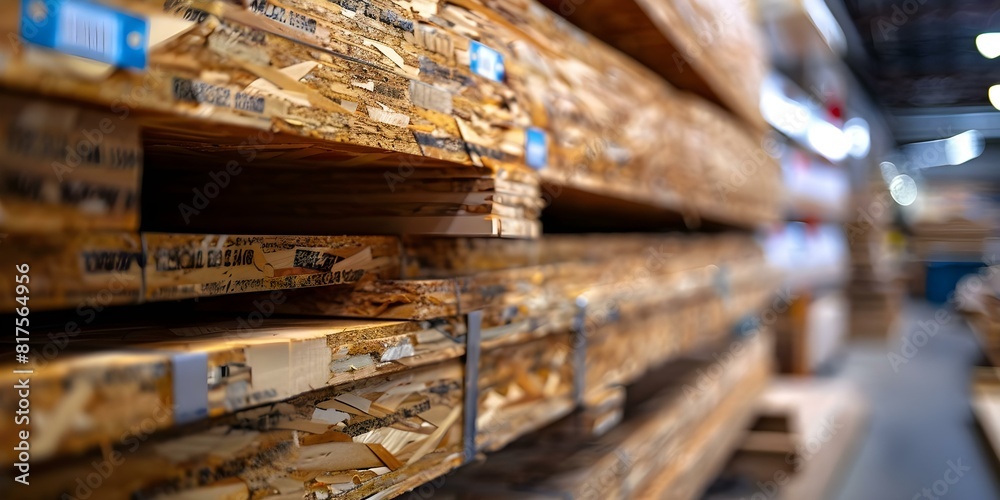 Detailed Labels on Stacked OSB Sheets in Hardware Store. Concept ...