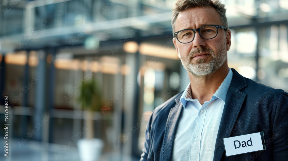 Dad businessman with a portrait of a successful business man at work in ...