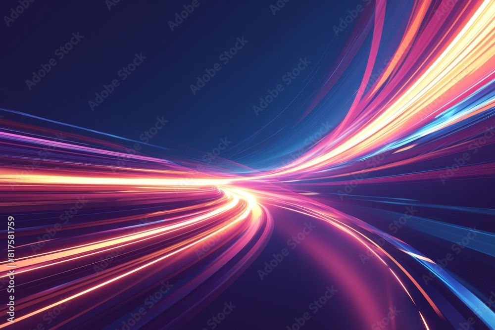 Abstract Speed Light Trails Effect Path, Fast Moving Neon Lights Future ...