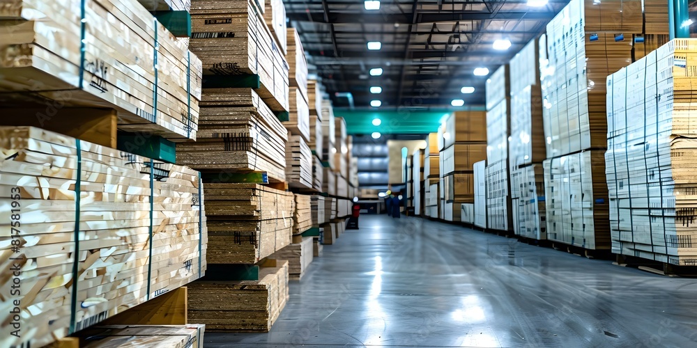 Efficiently Organized Hardware Store Warehouse with Neatly Stacked OSB ...