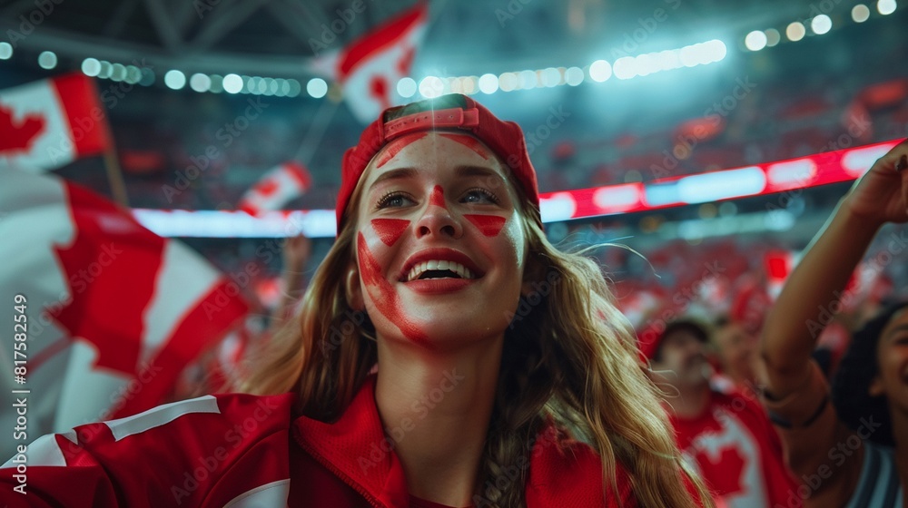 Canadian Arena Spirit Illustration of a diverse Canadian crowd in an ...