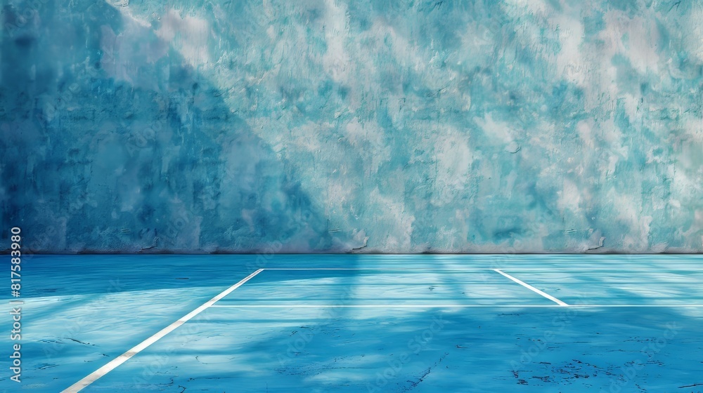 Textured look at the blue surface of a tennis court with a light blue ...