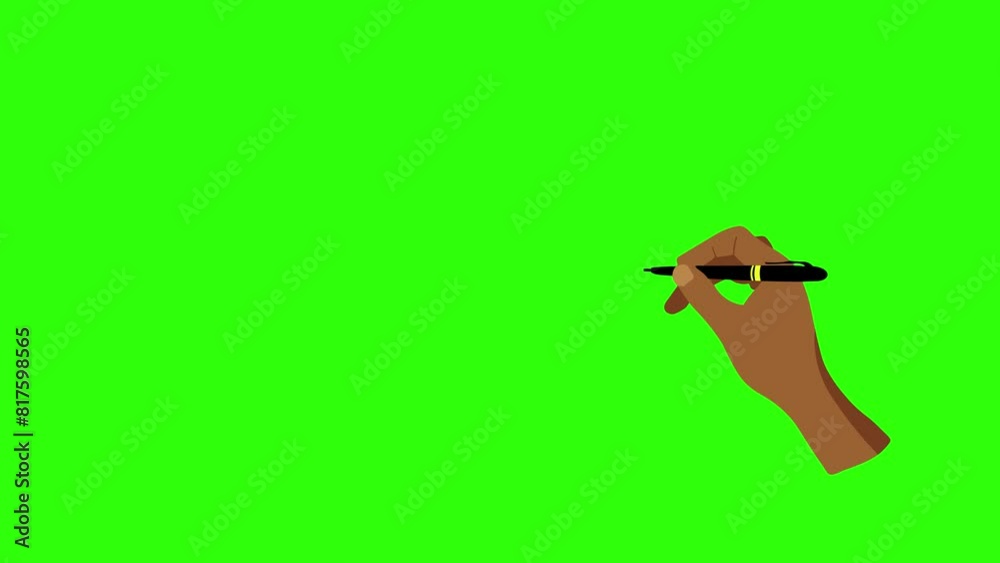 Animated Hand Writing Gesture or Hand Holding a Pencil. 4k video green ...