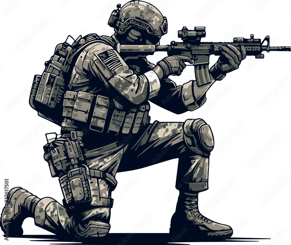 Military man vector illustration, marines, NAVY, army soldier Stock ...