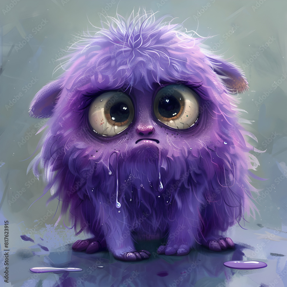 cartoon farm animals scared of a cute purple, round eye, big new ...