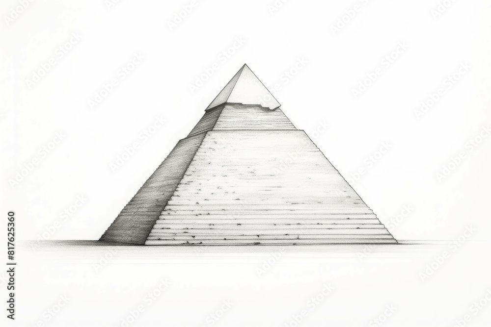 The image is a pencil drawing of the Great Pyramid of Giza Stock ...