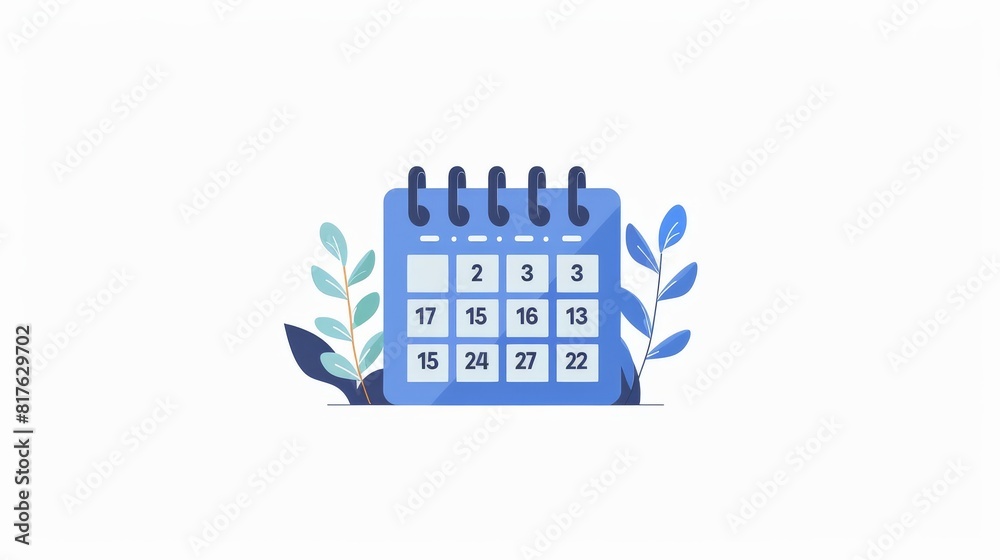 A blue and white calendar with the numbers 1 to 31 on it. The calendar ...