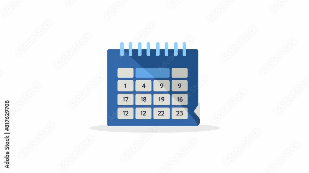 A blue calendar with the numbers 1 through 12 on it. The calendar is ...