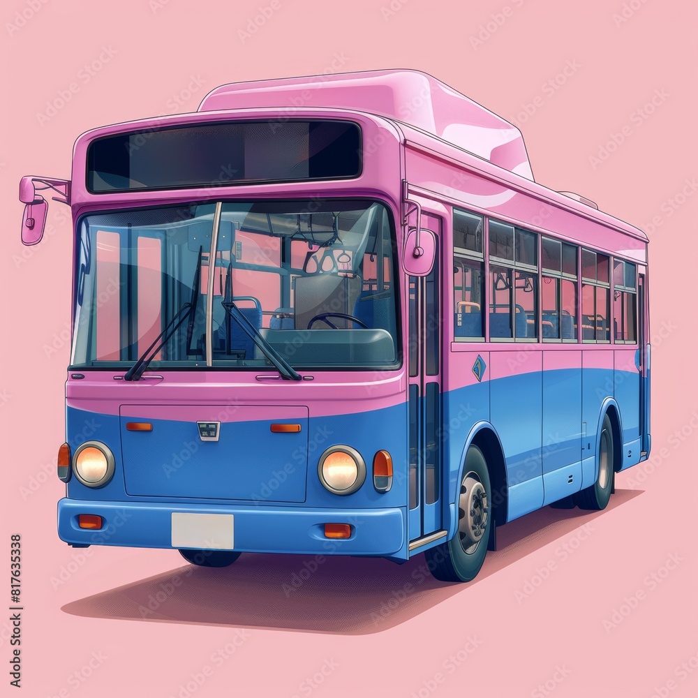 bus icon, simple flat design with bold outlines and minimal details ...