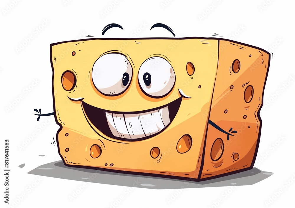 Cheerful Cartoon Cheese Character Smiling Isolated on White Background ...