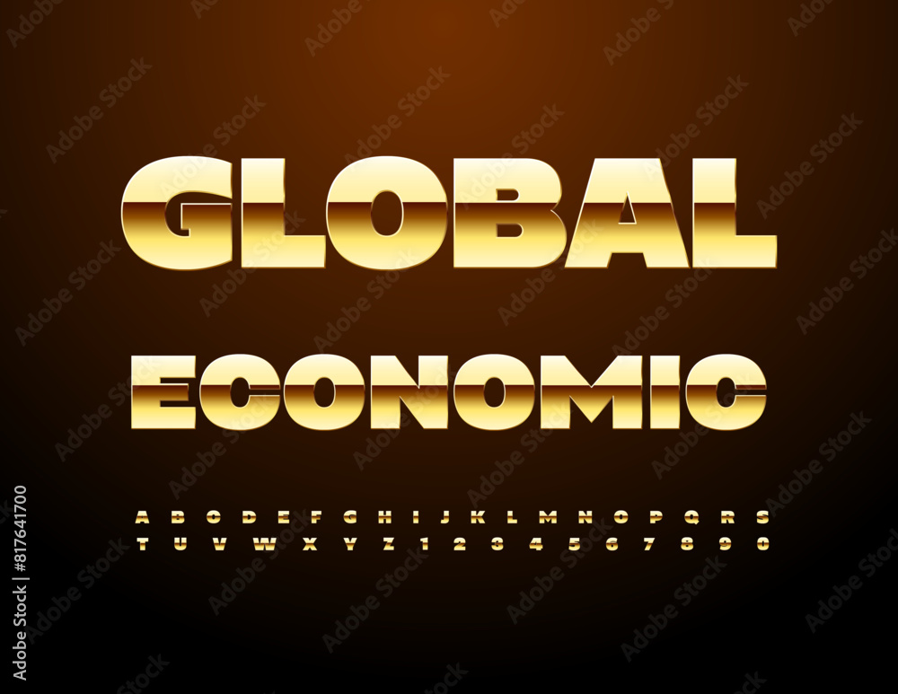 Vector modern logo Global Economic. Trendy Golden Font. Premium ...