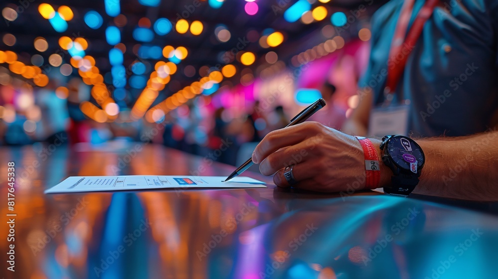 The procedure of registering for a conference or event, where visitors ...