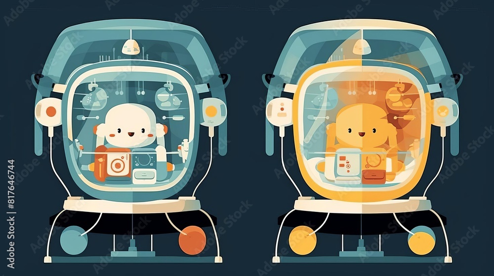 Neonatal Xray flat design top view infant care theme cartoon drawing ...