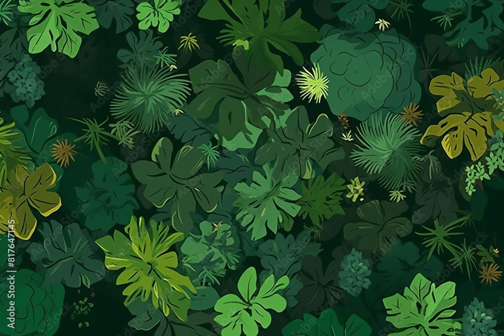 Rainforest canopy flat design top view wildlife theme animation ...