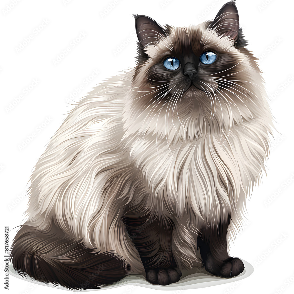 Clipart illustration of birman cat breeds on a white background ...