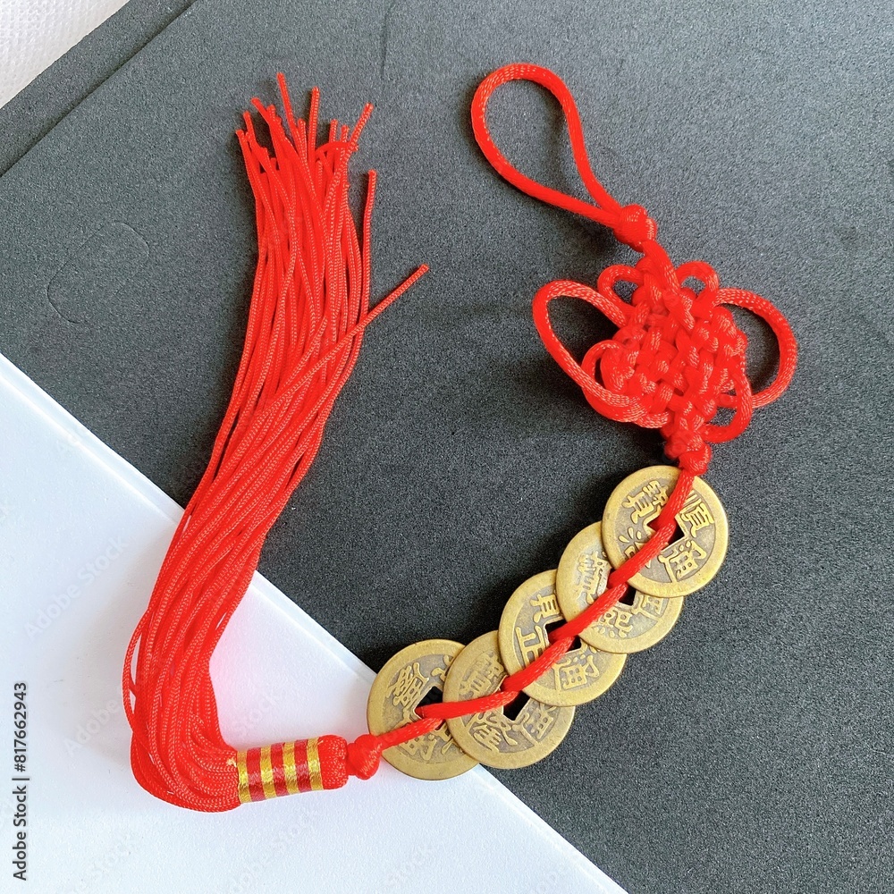 The five emperor coins Chinese knot pendant is a unique and intriguing ...