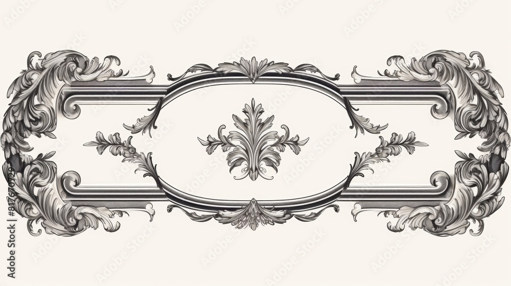 Engraving frame. Vintage Baroque Victorian border. Baroque frame decor ...