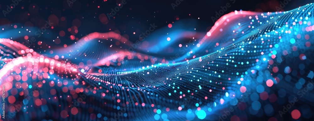 Abstract Blue and Pink Light Waves Art, Modern Dynamic Light ...