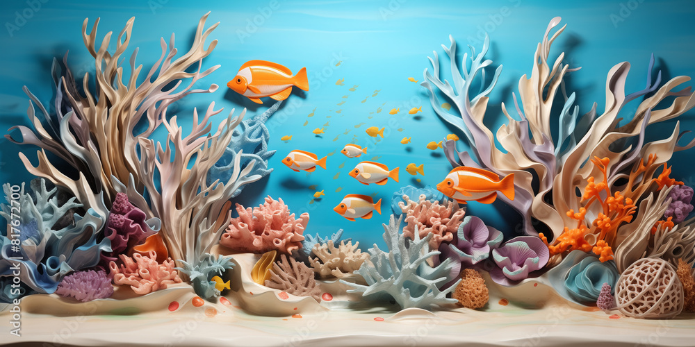 A whimsical 3D art interpretation of an underwater pool scene with ...