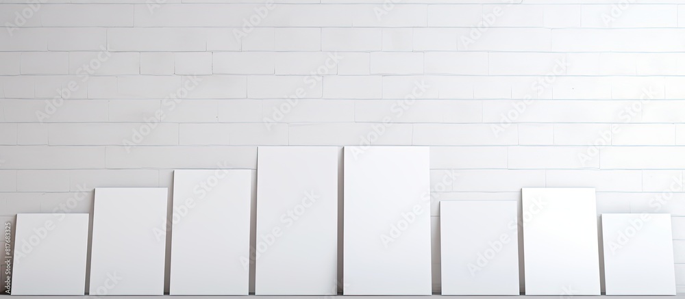Design mockup with white background featuring empty white paper sheets ...