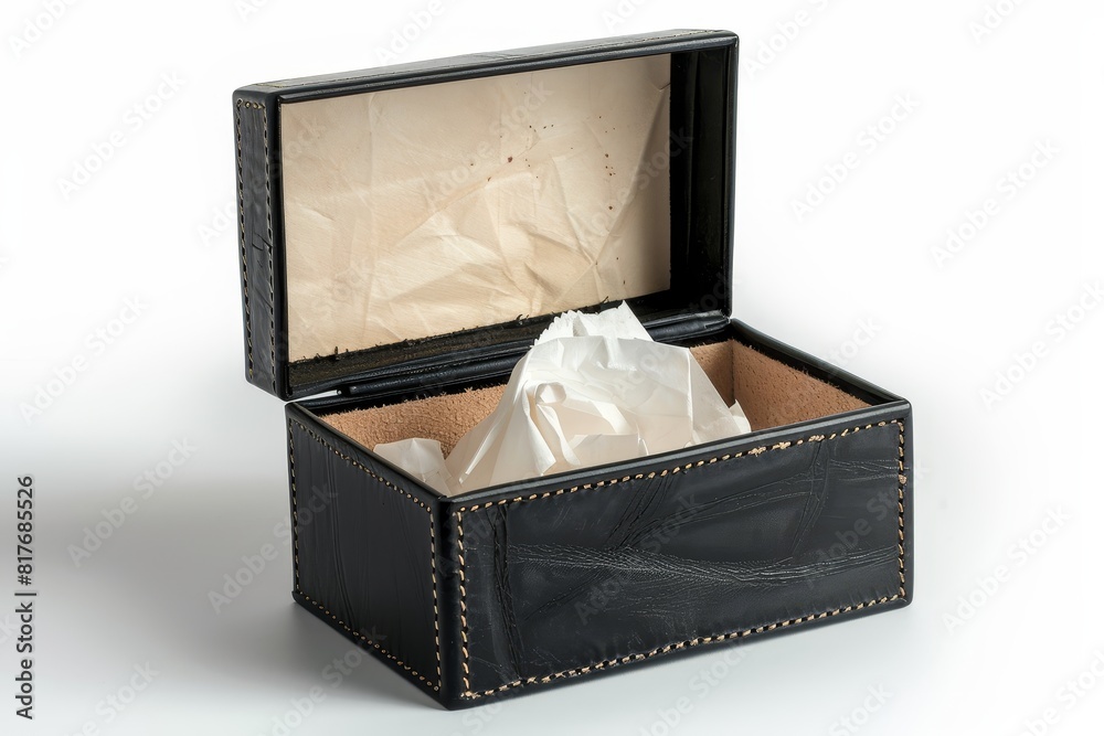 Black leather tissue box isolated with clipping paths Stock Photo ...