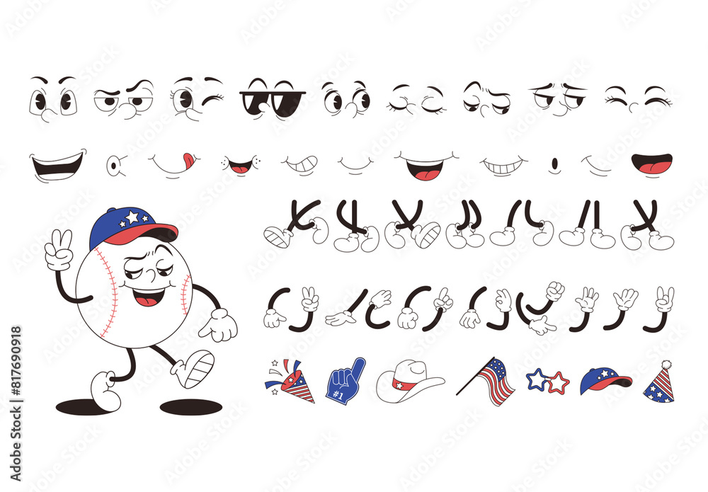 Baseball Character Creator Kit Stock Template | Adobe Stock