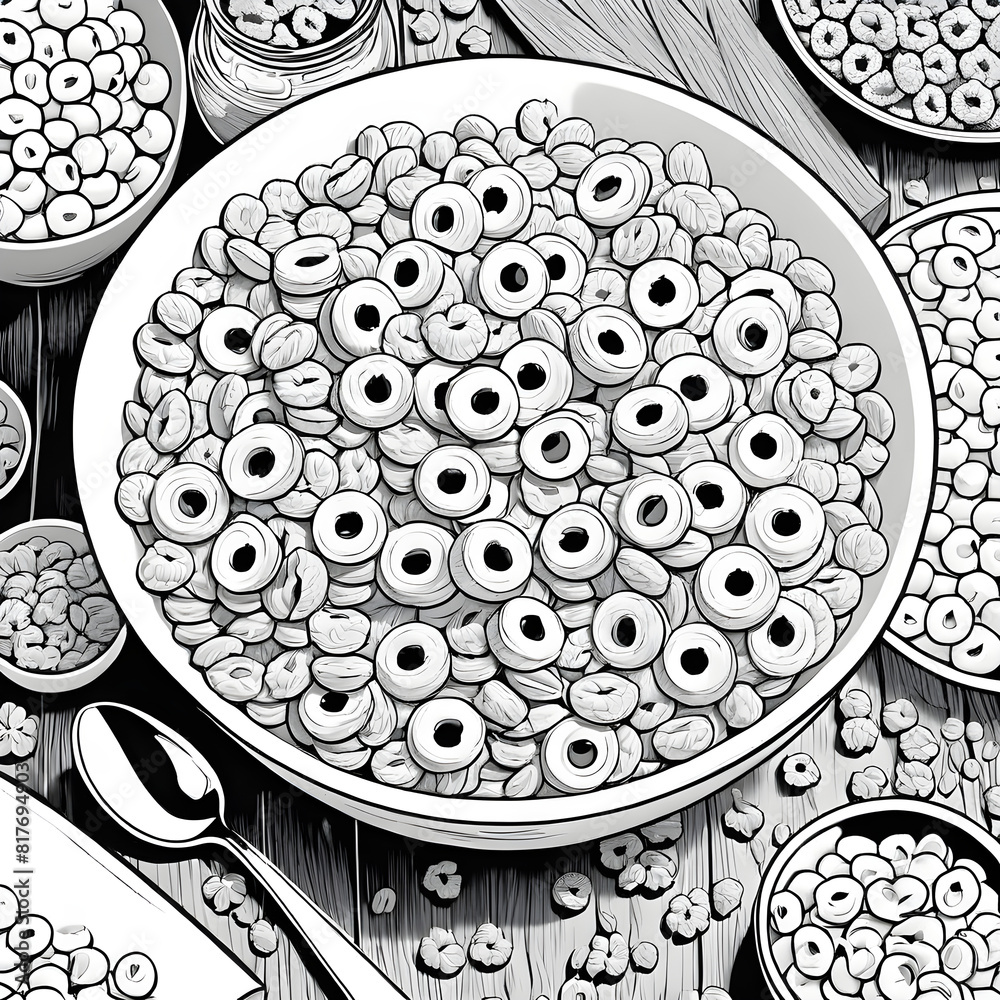 cereal bowl illustration for coloring book, coloring book, ai generated ...