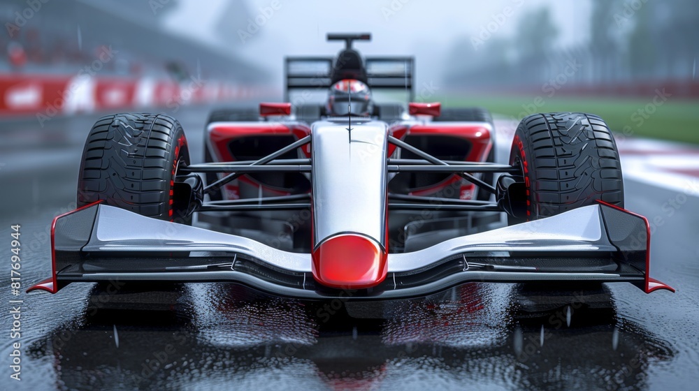 Illustrate the dynamic lines of a Formula 1 car maneuvering through a ...