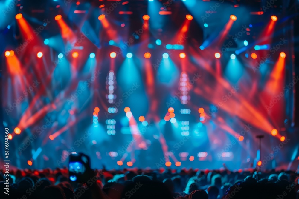 Blurry texture background with spotlights and screen in concert hall ...