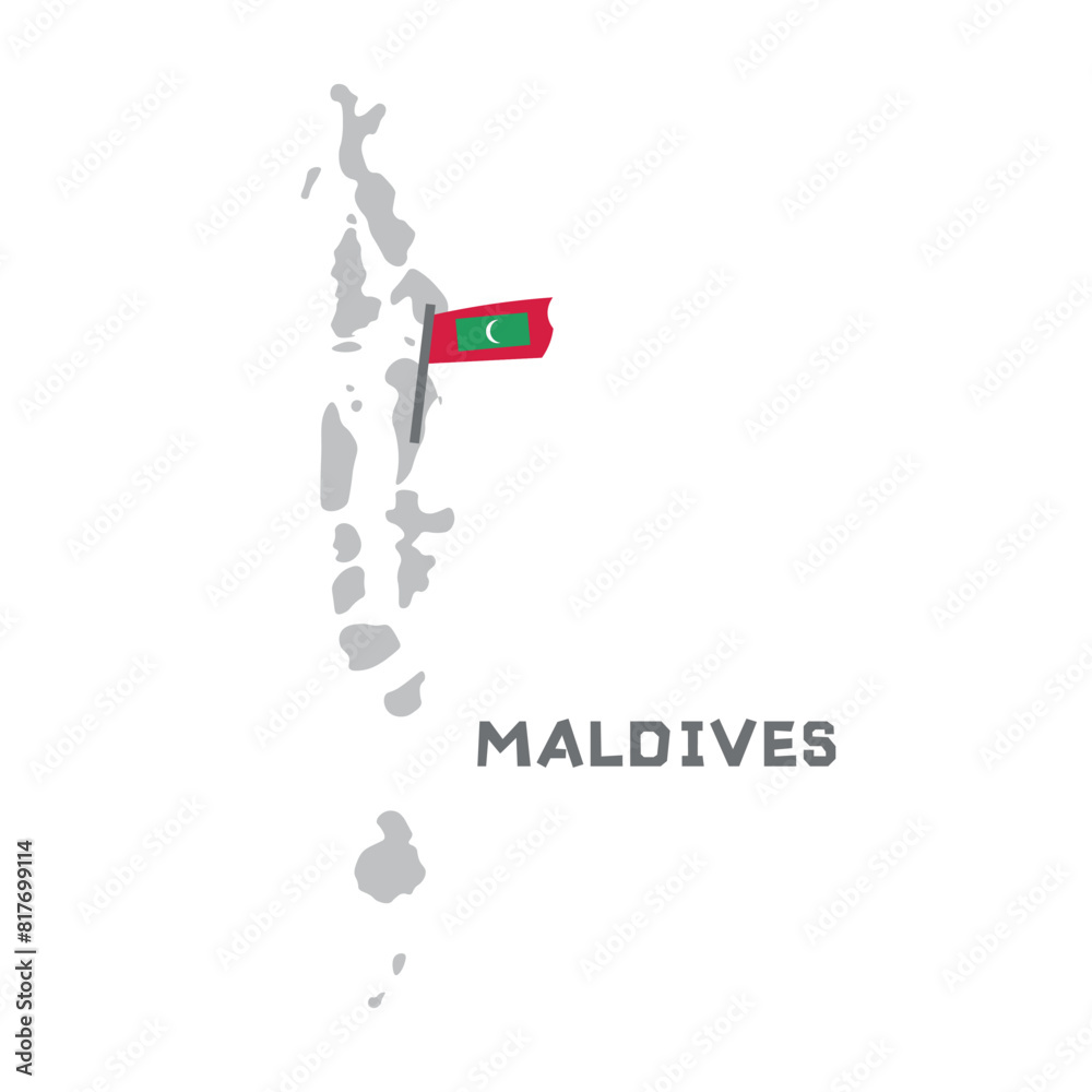 Maldives vector map illustration, country map silhouette with the flag ...