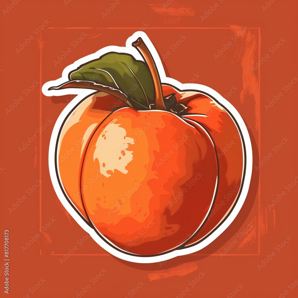 A persimmon illustration in a contemporary art style with warm colors ...