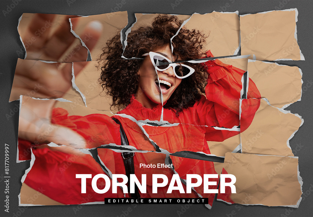Torn Paper Photo Effect Layout Stock Template | Adobe Stock