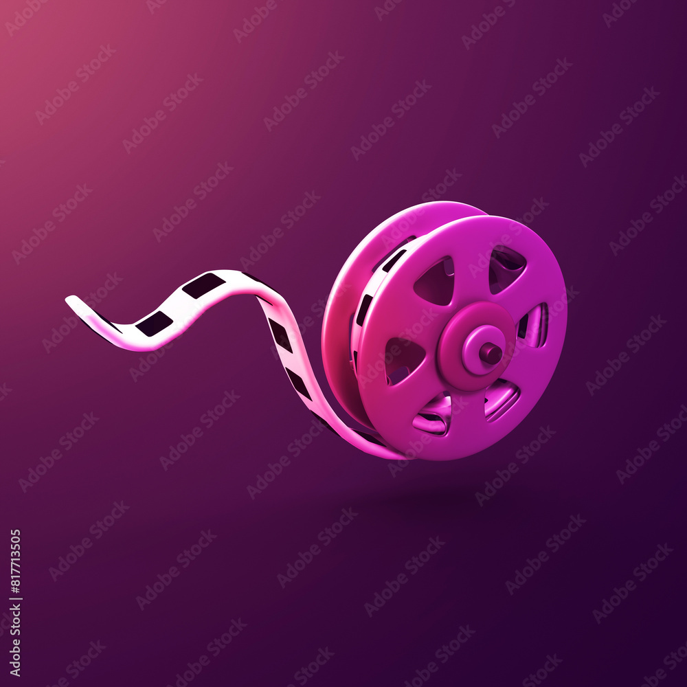 Film strip movie wheel - stylized 3d CGI icon object, Not gen Ai Stock ...