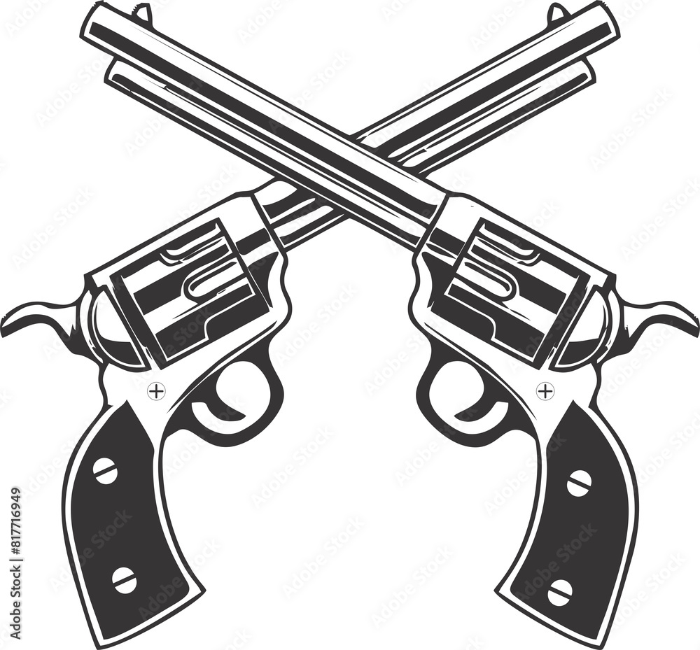 Revolvers crossed grunge sign on transparent background. Emblem ...