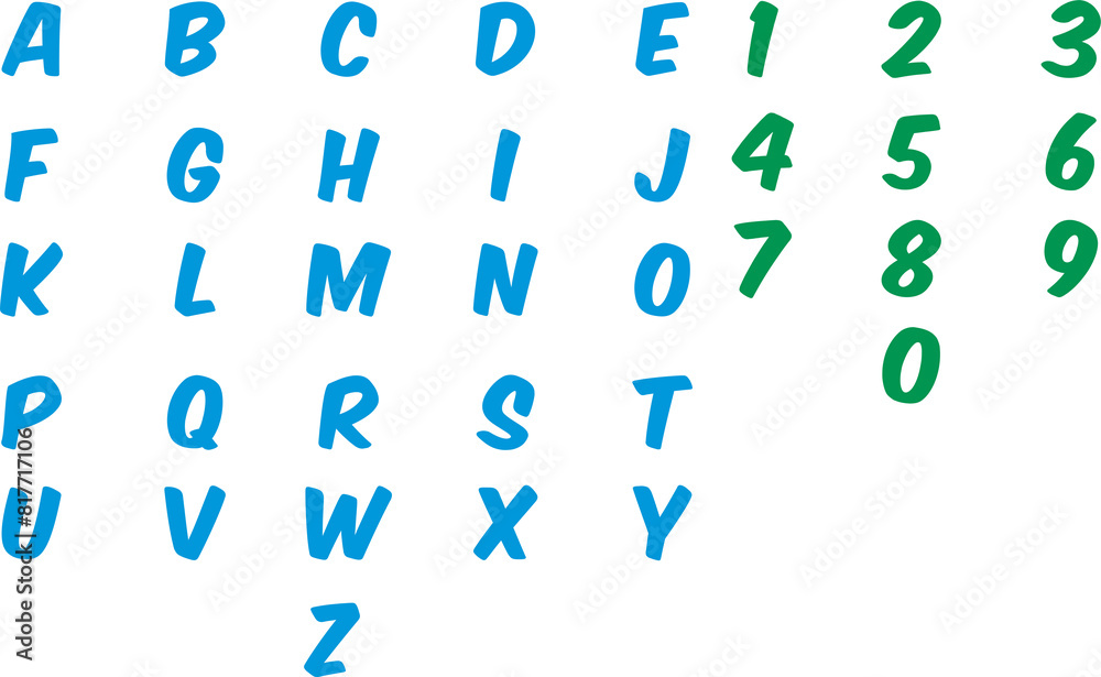 Set of calligraphic acrylic or ink numbers and alphabets on transparent ...