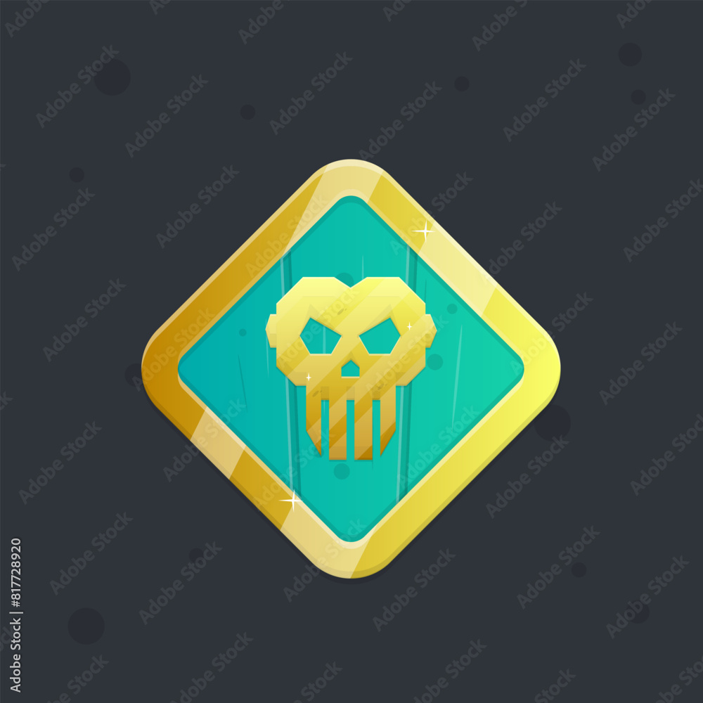 Sci Fi Hud Futuristic Skull Military Logo On Green Shield Game UI Badge ...