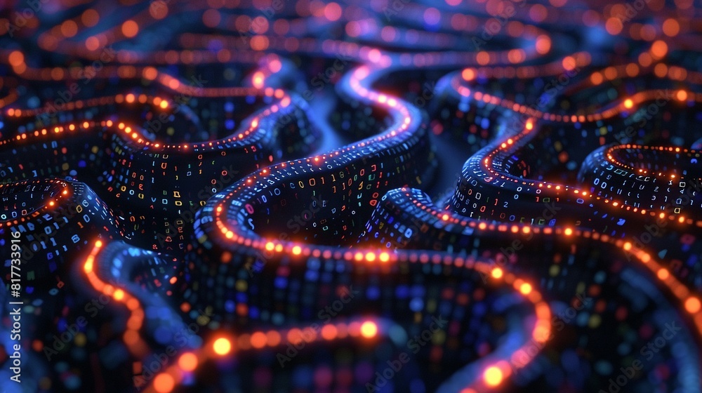 Hightech image of a neural network with connections resembling brain ...