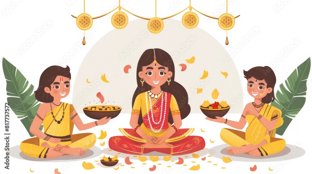 A delightful depiction of a traditional Indian ritual with children ...