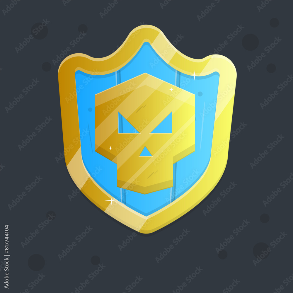 Sci Fi Hexagon Skull Armor Military Logo On Shield Game UI Badge ...