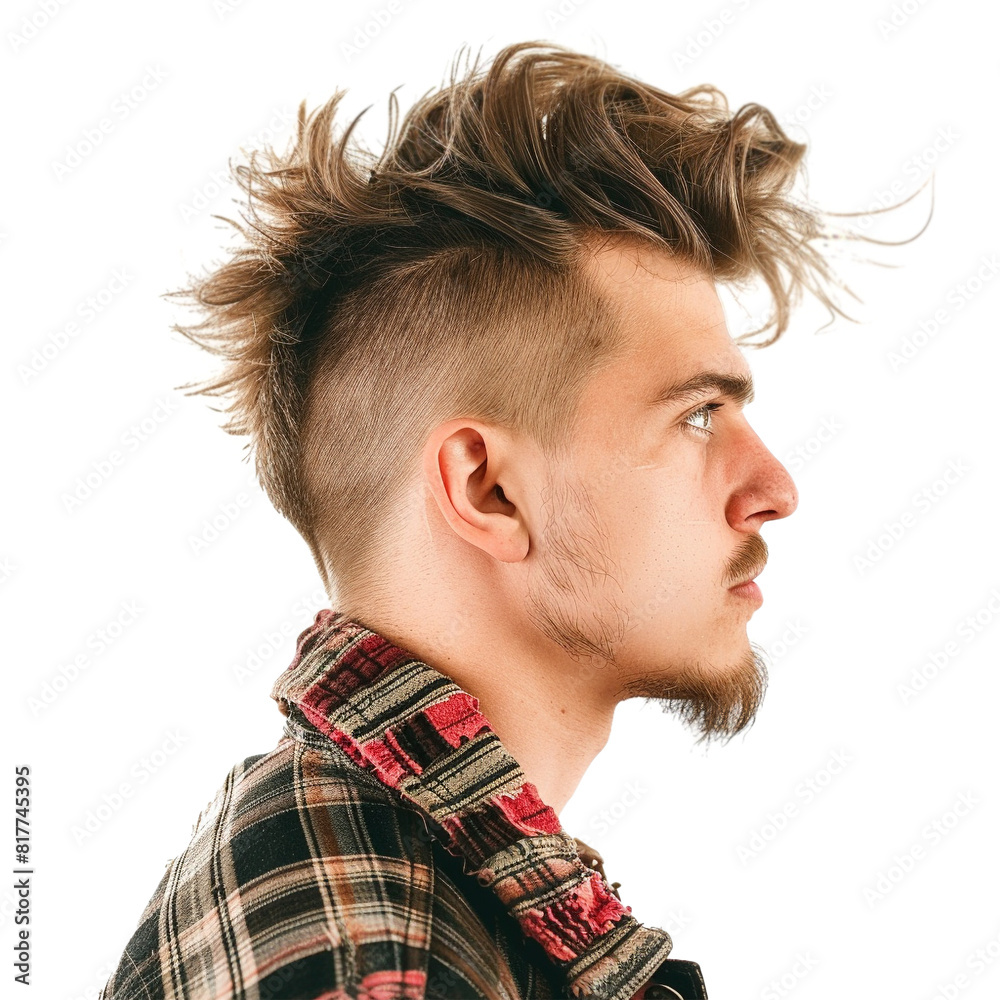 A male model with Faux Hawk hairstyle isolated on transparent ...