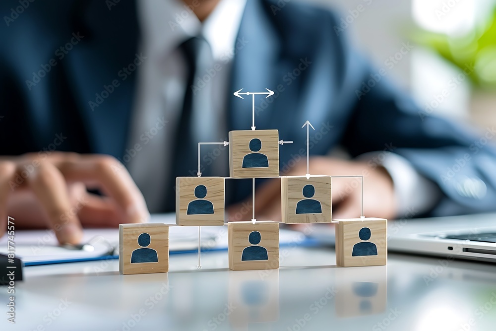 Organization chart with hierarchy structure of teams and employees in ...